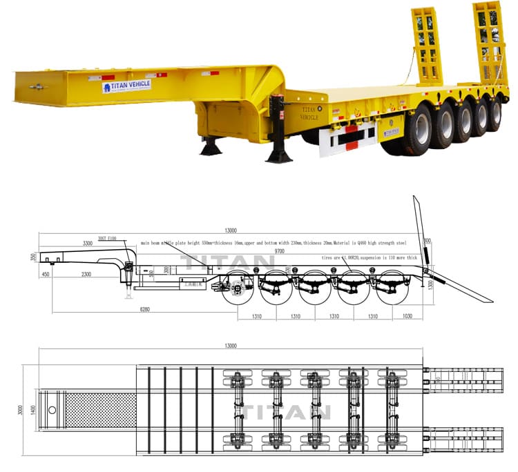 5 Axle 40Ft Lowbed Trailer for Sale in Zambia Lusaka